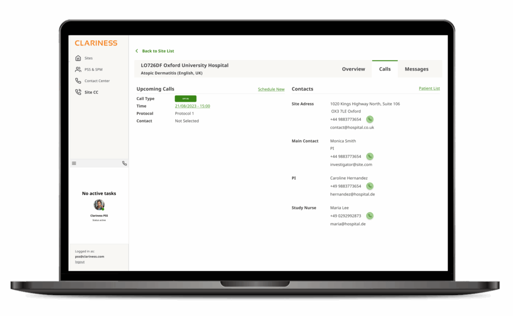 Site contact center - Clariness